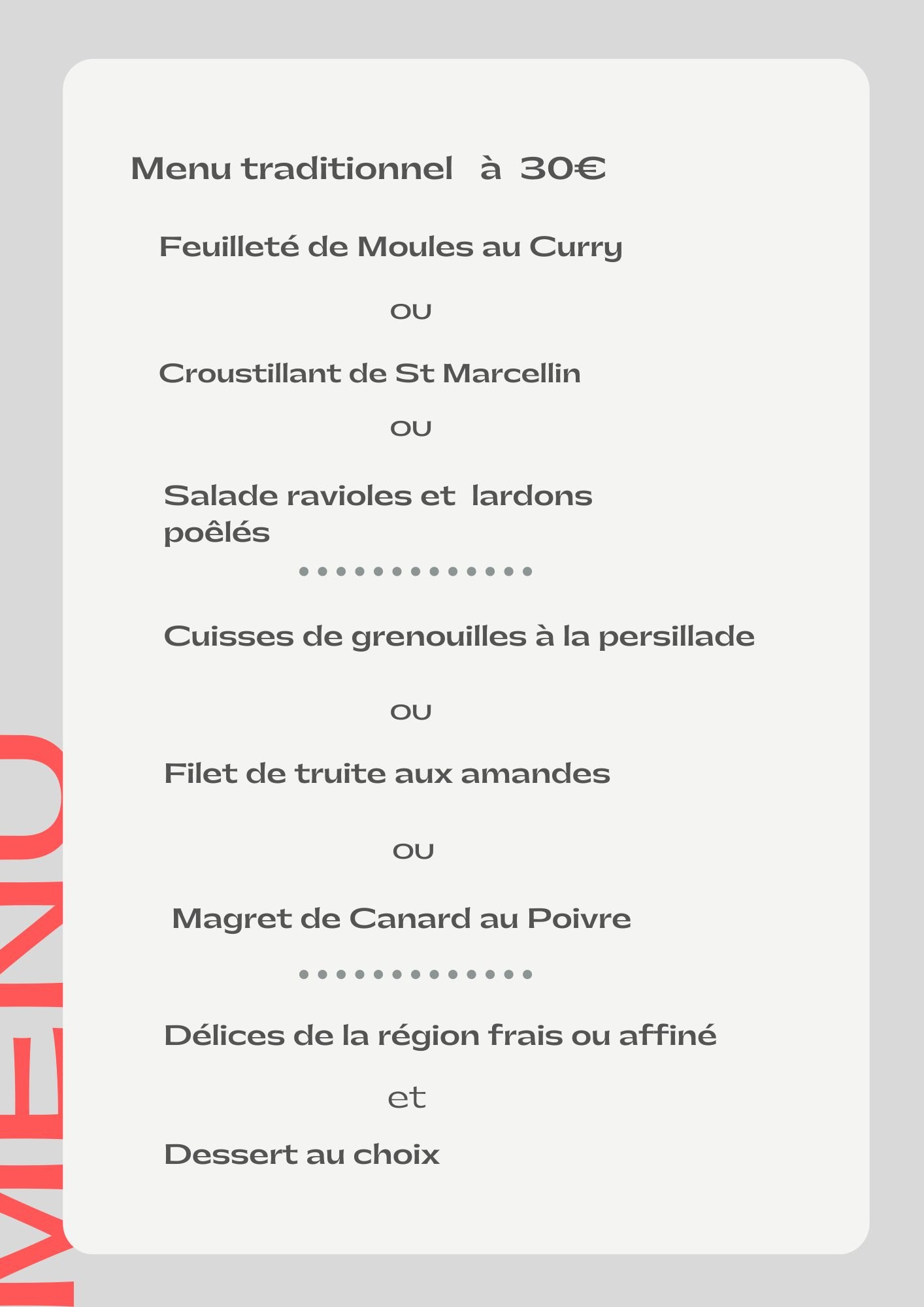 Menu Restaurant Traditionnel – Recettes Françaises Traditionnelles ...
